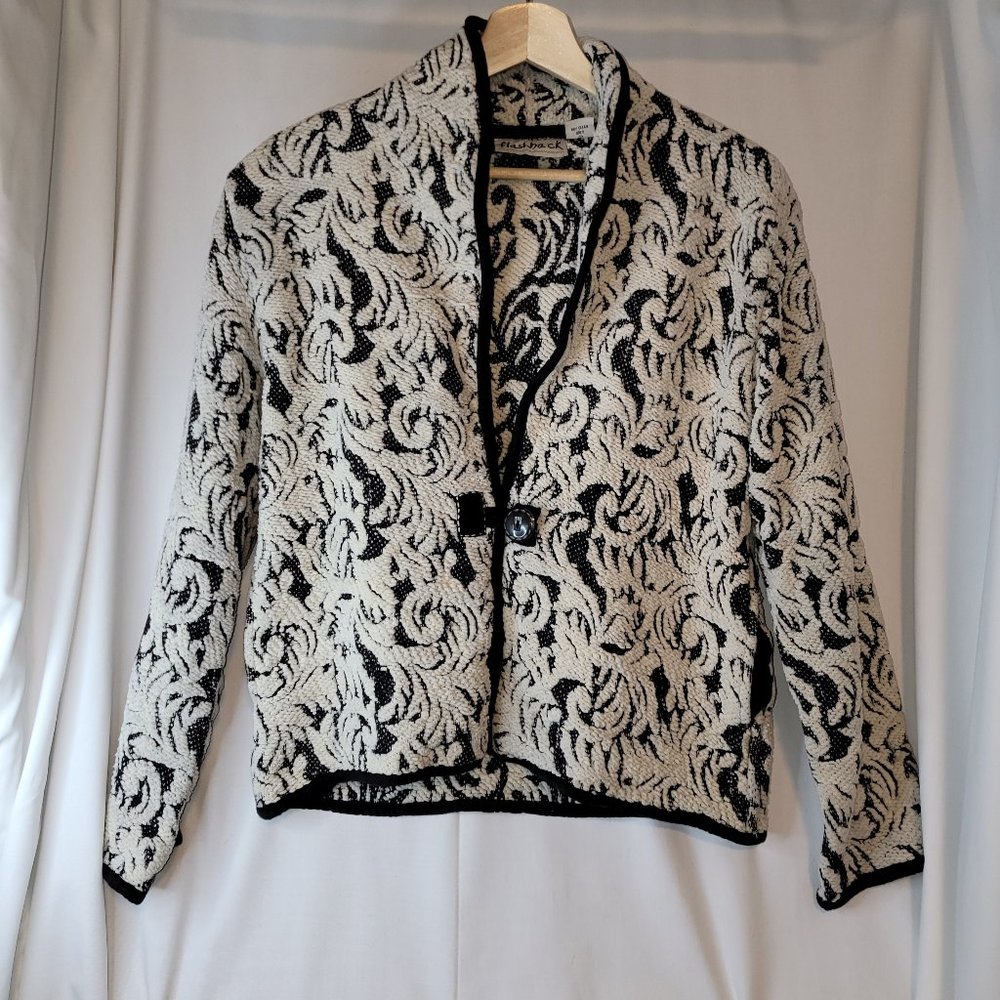 Flashback Embroidered Jacket - Retro - Black And Crea… - Gem
